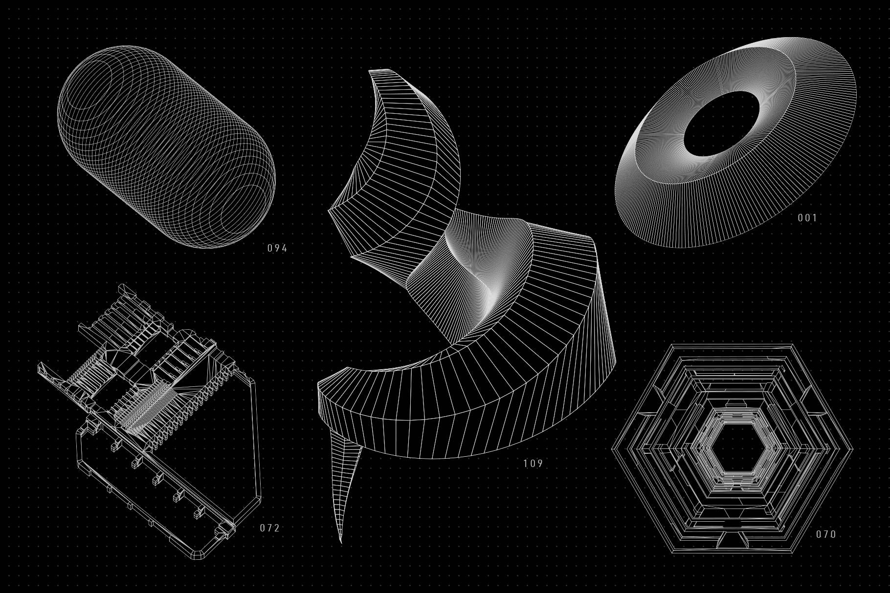 200 Vector Wireframe Shapes – RuleByArt